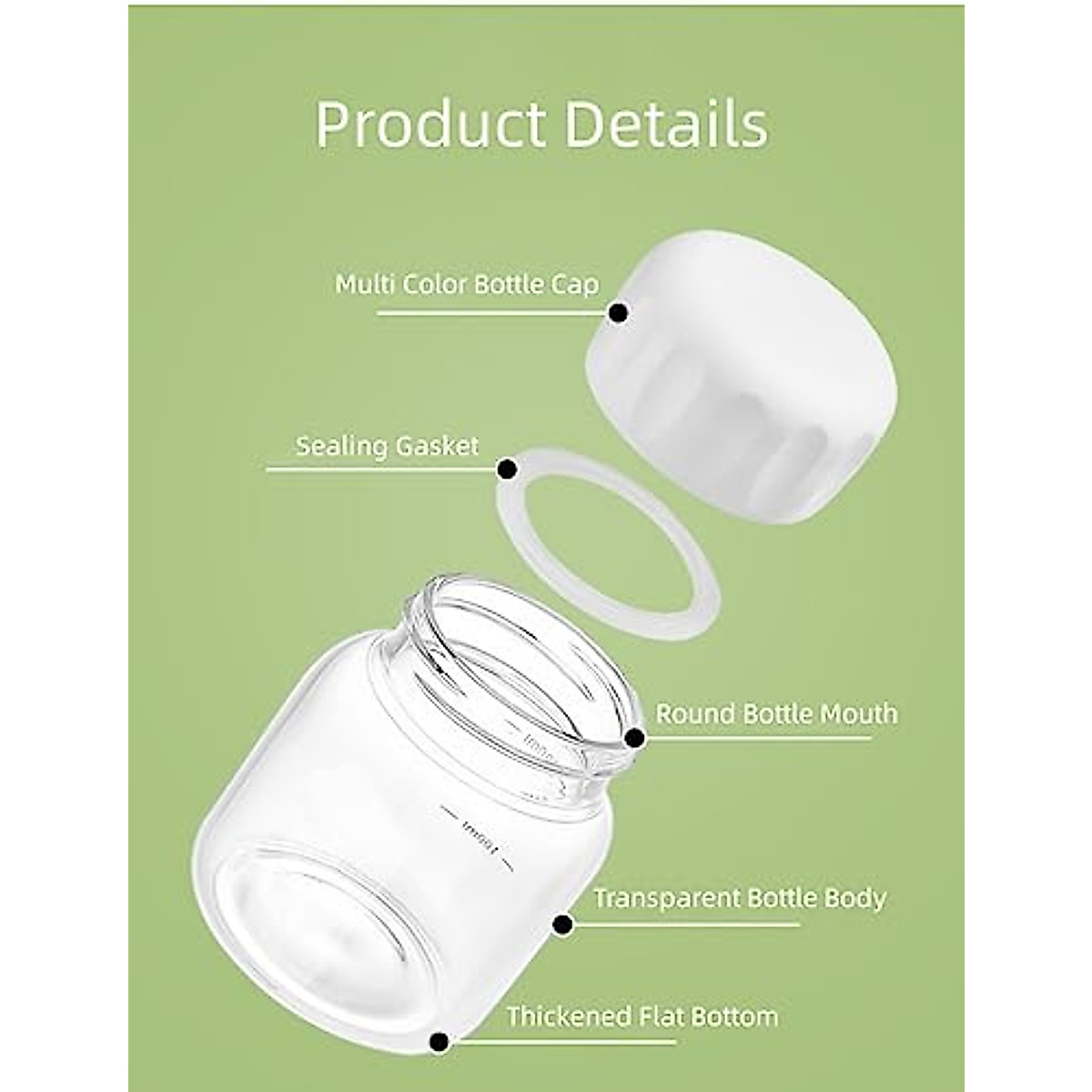 Hovico 3Pack 10oz Glass Jar with Screw Lid Leakproof Overnight Oats Container,with Measurement Marks Portable Mason Jars,for Cereals Milk Fruit Condiment Dressing Sauce Snacks Juice