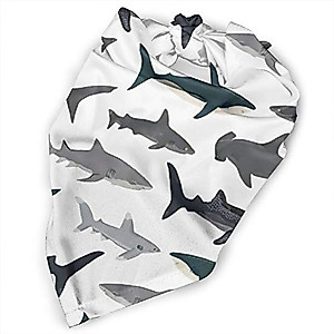 Sharks Nautical Boys Dog Bandana,Dog Bandanas Triangle Bibs Scarf Accessories for Small Medium Large Dogs Cats Pets Animals