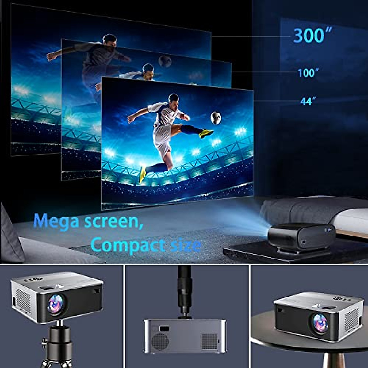 1080P HD Projector, 5G WiFi Bluetooth 4K Projector, PENMAMA 9800L Movie Mini Projector with Zoom/±15° Keystone/ 300" Display/Phone Mirroing, Compatible with HDMI, VGA, USB, Phone, TV, Laptop, PC, PS5
