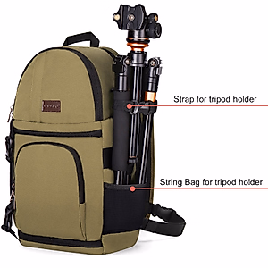 MOSISO Camera Sling Bag, DSLR/SLR/Mirrorless Camera Case Shockproof Photography Camera Backpack with Tripod Holder & Removable Modular Inserts Compatible with Canon/Nikon/Sony/Fuji, Khaki