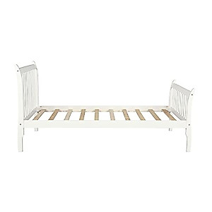 Homtique Solid Wood Twin Size Platform Bed Frame with Wooden Headborad Sturdy Slats Support Single Bed Frame for Kids and Adults,No Box Spring Needed,Easy to Assembly (White, Twin)
