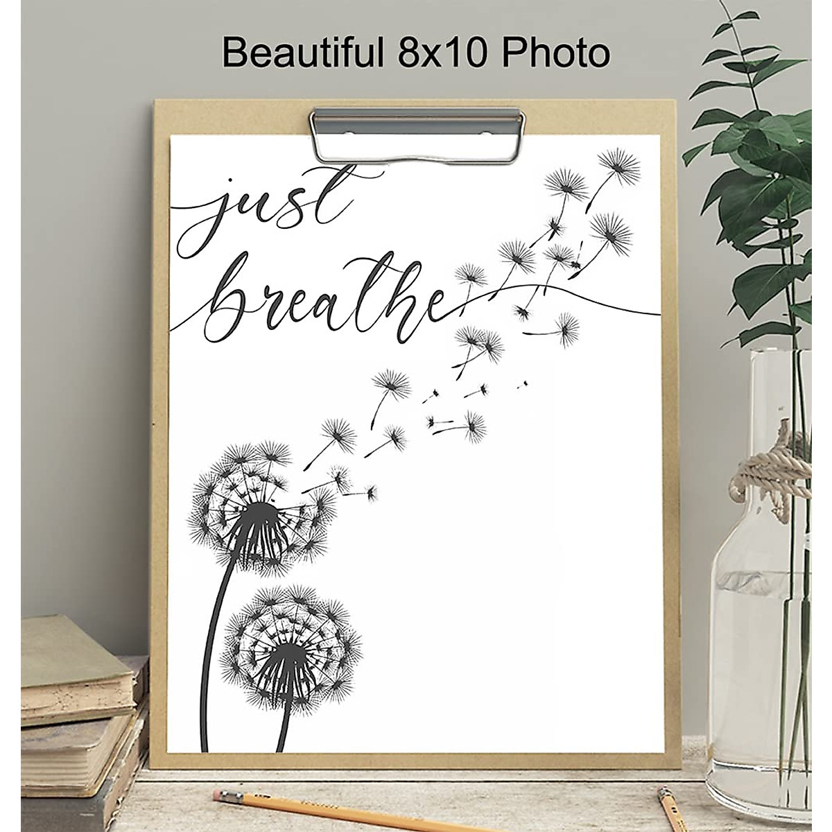 Inspiration Motivation Zen Wall Art & Decor - Just Breathe Wall Art - Encouragement Gift for Woman - Positive Quotes Wall Decor- Home Office Living room Bedroom Wall Art - Meditation Wall Art UNFRAMED