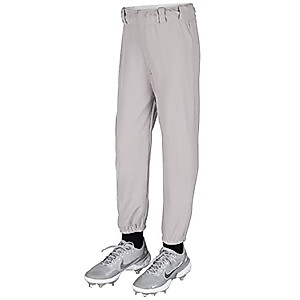 CHAMPRO boys Straight Performance Youth Pull Up Baseball Pant with Belt Loops, Gray, Large US
