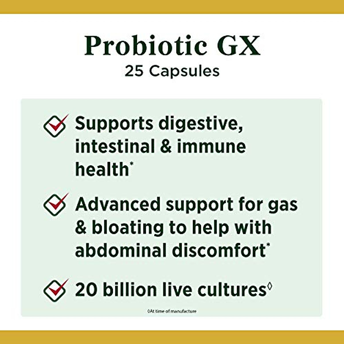Probiotic, for Occasional Gas and Bloating Dietary Formula by Nature's Bounty, Dietary Supplement, Helps with Abdominal Discomfort, Promotes Digestive Health, 25 Capsules