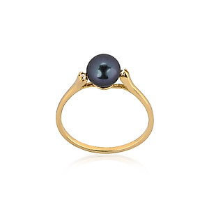 14K Gold With Center Pearl And Diamond Ring Customized By Selecting White Or Yellow Gold, White, Black, Brown, Gray, Or Gold Pearl Size 7