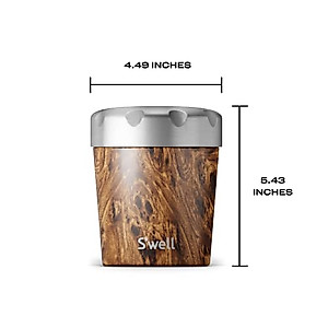S'well Stainless Steel Ice Cream Pint Cooler 16 ounces Triple Layered Vacuum Insulated Keeps Ice Cream Frozen for Hours Ice Cream Pint Cooler, 1 Count (Pack of 1), Teakwood