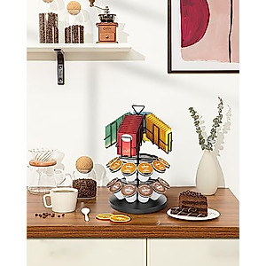 ULG Coffee Pod & Tea Bag Organizer Carousel Stand, K Cup Holder, Organizes 20 K-cups for Keurig and 60 Tea Bags - Coffee Bar Accessory for Kitchen Office, Countertop or Coffee Station Storage, Black