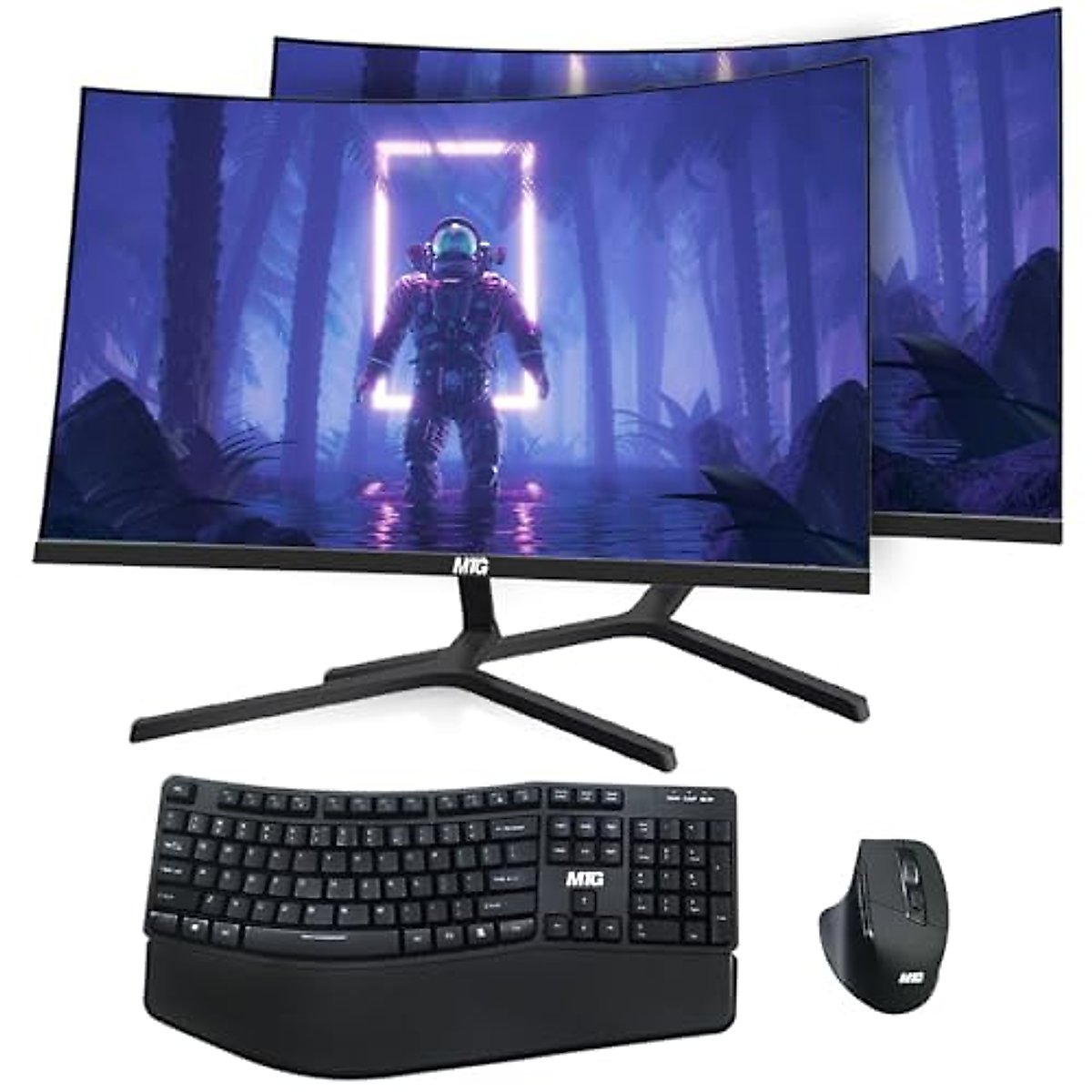 TechMagnet All in one Desktop Computer, Cheetah 6, Intel Core i5 6th Gen, 8GB DDR3, 480GB SSD, New Dual 24 inch Curved Display, Wireless Ergonomic Keyboard Mouse, Win 10 Pro (Renewed)