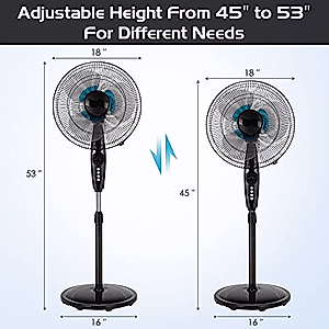 Tangkula Pedestal Fan, Oscillating Standing Fan with Remote Control & 3 Speeds, Free Stand Fan with Adjustable Height, LCD Display, Timer & Double Blades, Ideal for Bedroom, Home, Office