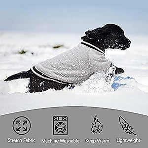 Kuoser Dog Sweater, Stretchy Pullover Fleece Dog Coat Jacket, Soft Thickening Warm Pup Dog Knitwear Sweatershirt, Windproof Winter Dog Coat Apparel Outfit with Leash Hole for Small Medium Dogs Cats