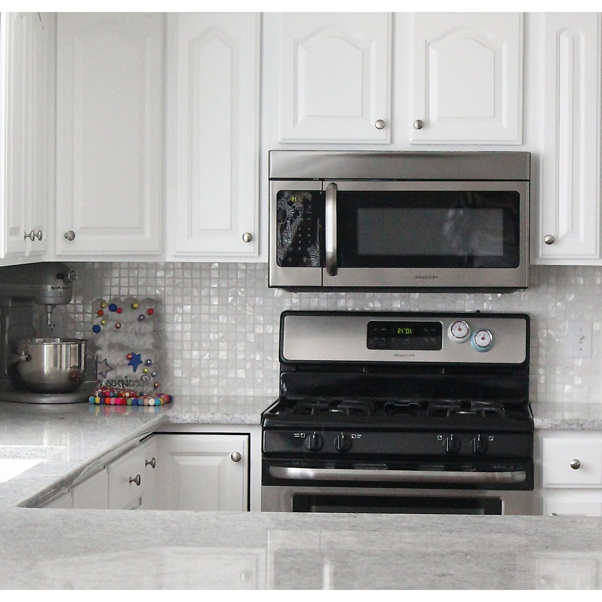 Art3d 10-Pack Oyster Mother of Pearl Square Shell Mosaic for Kitchen Backsplashes, Bathroom Walls, Spa Tile, Pool Tile