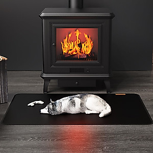 Viesembo Fireplace Rugs Fire Resistant, Hearth Rugs Fireproof Indoor, Fire Pit Deck Protector Mat, Hearth Pad for Wood Stove & Firewood, Under Grill Mat for Outdoor (40×24 Inch)