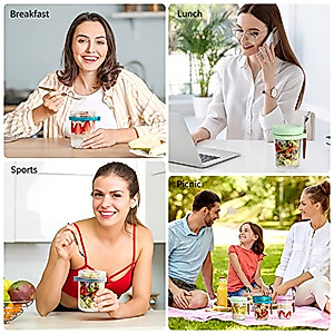 SUREHOME Overnight Oats Containers with Lids and Spoon, 16 Oz Glass Mason Jars for overnight oats oatmeal container to go meal prep jars with Measurement Marks for Pudding Milk Cereal Salad (2 Pack)