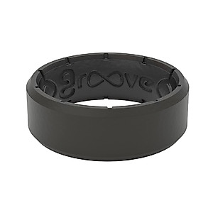 Groove Life Edge Black/Black Silicone Ring - Breathable Rubber Wedding Rings for Men, Lifetime Coverage, Unique Design, Comfort Fit Ring - Size 10