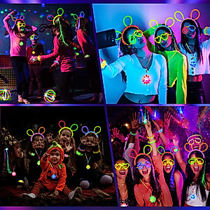 Glow in the Dark Party Supplies for Kids Adults, Light Up Party Favors with 57 LED Light Up Toys, 100 Glow Sticks Bulk DIY Glow Necklaces Glasses Bracelets Headband, Neon Party Supplies & Decorations