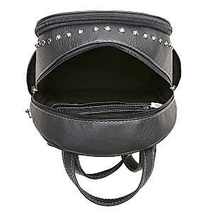 Sugar Skull Punk Art Rivet Studded Biker Purse Women Fashion Backpack Bookbag Python Daypack Shoulder Bag (Black)