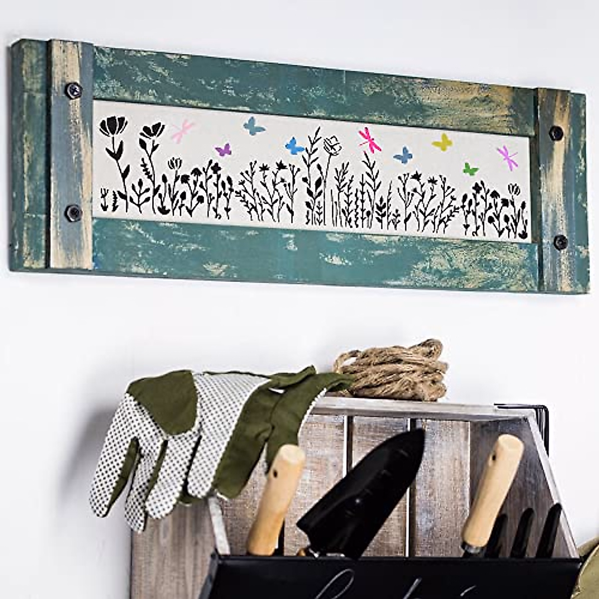 Large 16x12 Inch Wildflower Stencil for Painting on Wood, Canvas - Reusable Drawing Stencils for Crafts, Wall, Art, Furniture - Wildflower Stencil - Floral Stencils