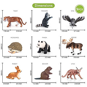 Volnau Safari Animal Figurines Toys 9PCS Eurasia Figures for Toddlers Kids Christmas Decoration Gift Preschool Educational Tiger Panda Jungle Forest Zoo Pack