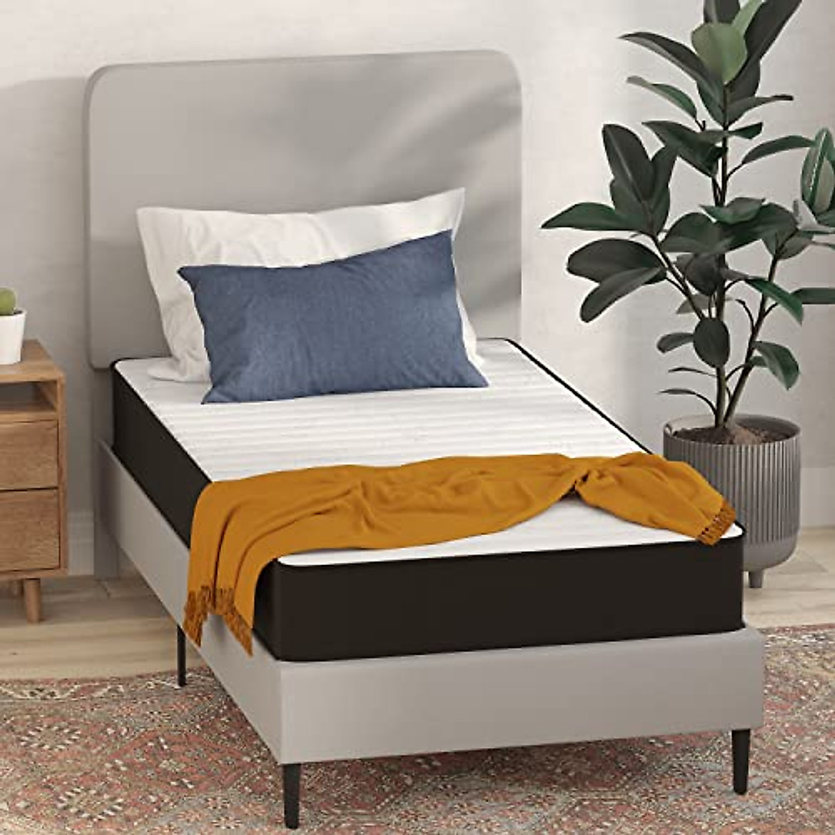 Flash Furniture Capri Comfortable Sleep 8 Inch CertiPUR-US Certified Spring Foam Hybrid Mattress, Twin Mattress in a Box