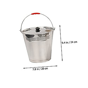 HEMOTON 1pc Milk Bucket Ranch Milking Bucket Container with Lid Household Ice Container Buckets with Lids Wine Ice Bucket Charcoal Bucket Stainless Steel Manure Bucket Thicken