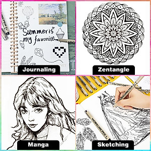 Micro-Pen Fineliner Ink Pens, 12 Pack Black Micro Fine Point Drawing Pens Waterproof Archival Ink Multiliner Pens for Artist Illustration, Sketching, Technical Drawing, Anime, Manga, Scrapbooking