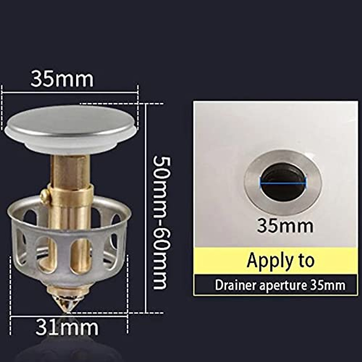 LMMDDP Basin Up Drain Filter Universal Wash Basin Bounce Drain Filter Sink Drain Vanity Stopper Up Drain Filter Bathroom Use
