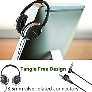 AE2 Cord Replacement AUX Cable Silver Plated Upgrade Audio Lead Compatible with Bose AE2 AE2i AE2w Headphones(Black)