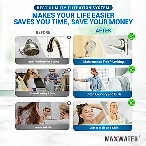 Max Water 3 Stage (Coastline Houses, Cottage, Farm, Well & Underground Water) 20 inch Water Filtration System for Whole House - Sediment + Iron Manganese + CTO Post Carbon - 1" Inlet/Outlet