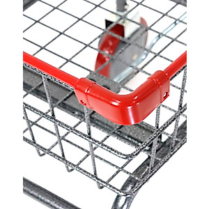 CHAMINUSA U HANDDLE Grocery & Laundry CART 1.5 Bushel (Gunpowder Metal) Red, Blue Trim (Red)