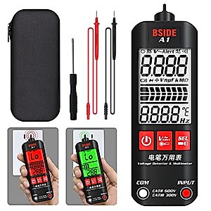 A1 Fully Automatic Anti-Burn Intelligent Digital Multimeter, Auto Senses The Zero and Fire Wires, Fast Accurately Measures Voltage, Current, Conductor On/Off, Color Ring Resistance