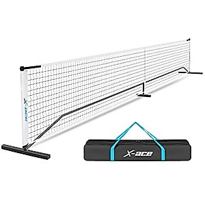 X-ACE 匹克球网-22 英尺(黑白网) X-ACE Regulation Pickleball Set with Net | 4 Paddles | 4 Outdoor Pickleball Balls - Portable 22FT Pickleball Net System All in One Pickle-Ball Equipment Carry Bag (NET)