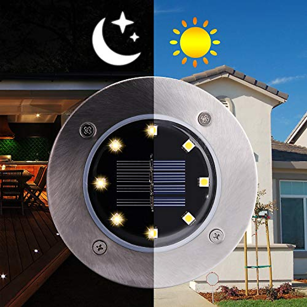 Solar Lights for Landscape Outdoor Garden, LEFYR 4 Pack 8 LED Solar Ground Lights Bright IP65 Waterproof Backyard Landscape Lighting Solar Powered Disk Natural Spotlight for Lawn Pathway Yard Driveway