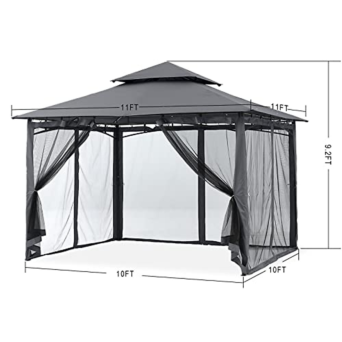 MASTERCANOPY Outdoor Garden Gazebo for Patios with Stable Steel Frame and Netting Walls (10x10,Dark Gray)