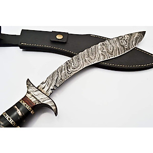 Rare Custom Damascus Custom Art Knife Hunting Knife | Outdoor Knife Camping Knife | Beautiful Stag Handle with Free Genuine Leather Sheath KH-890