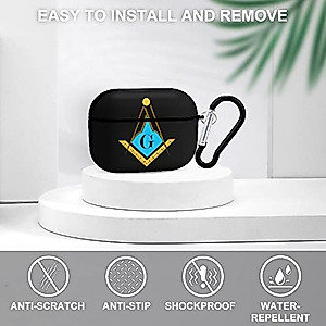 Color Freemason Symbol Compatible with AirPods Pro Case Cover Full Body Shockproof Hard Shell Protector with Keychain