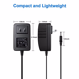 TMEZON 12V 3A Power Supply Adapter 100~240V AC to DC 3 Amp 36W 5.5mm x 2.1mm for 12volt 1A 2A 2.5A Wall Plug Long 8 Foot Cord UL Listed LED Strip Lights CCTV Security Camera Router