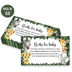 Yuzioey 50 Safari Baby Shower Invitations, Jungle Animals Invitations Macthing Envelpoes, Diaper Raffle Tickets, Book Request Cards, Safari Animals Invitations
