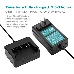 Creabest 18-Volt Lithium-Ion Battery Charger for Bosch BAT609 BAT622 BAT620 BAT609G BAT618 BAT618G BAT619 BAT619G BAT610G Slide-in Style Battery