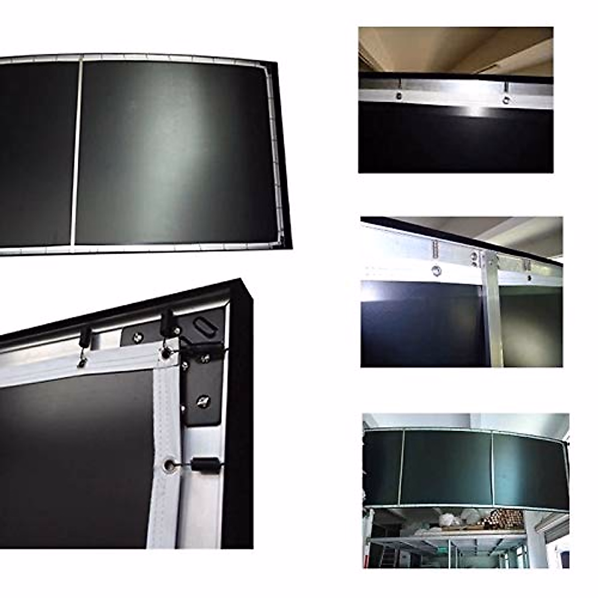 VIBY 4K 16:9 White Woven Acoustic Transparent Customize 3D Curved Fixed Frame Projector Screen for Home Cinema Projection Screen (Size : 92 inch)