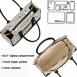 LOIDOU Laptop Tote Bag for Women 15.6 inch Canvsa Work Tote Bag Computer Bag Large Capacity Teacher Handbag Shoulder Bag