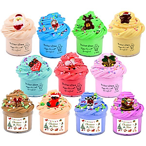 11 Pack Christmas Min Butter Slime Kit, Awesome Party Favors,Cute and Cheap Gought as Gifts for Kids,Christmas Toys and Stickers,Super Soft and Non-Sticky,DIY Slime Toy,Christmas Stocking Fillers