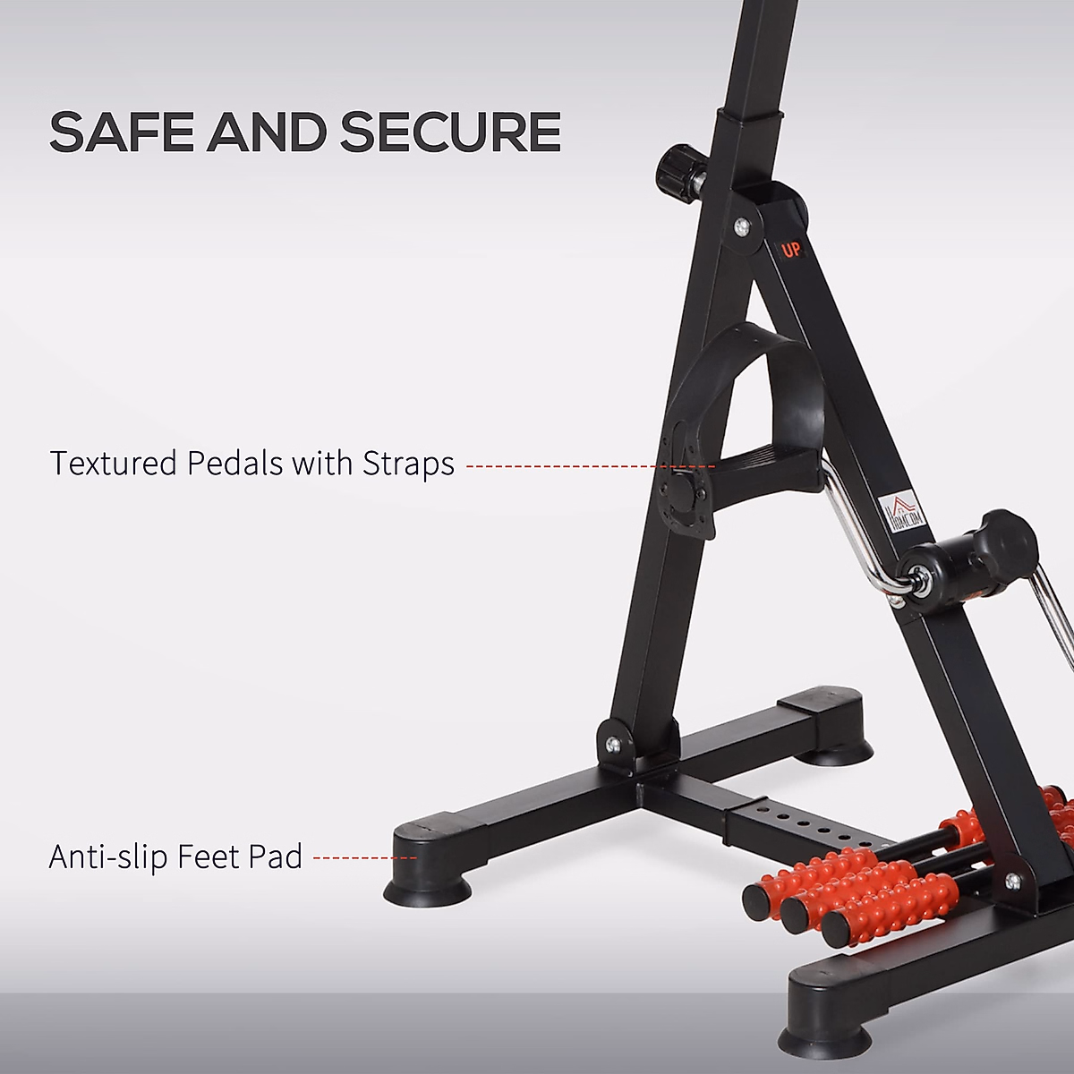 Soozier Pedal Exerciser, Hand Arm Knee and Leg Exercise Machine for Seniors, Height-Adjustable, with LCD Display and Foot Massage Roller