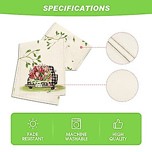 Artoid Mode Tulip Buffalo Plaid Truck Spring Table Runner, Summer Seasonal Anniversary Holiday Kitchen Dining Table Decoration for Indoor Outdoor Home Party Decor 13 x 72 Inch