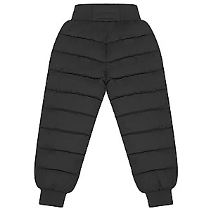 Infant Toddler Windproof Pants Winter Snow Trousers Lightweight Down School Bottoms Elastic Warm Puffer Activewear Thick Cotton Winter Clothes Fleece Lined Pockets Sweatpants for Baby Kids 2-3 Years