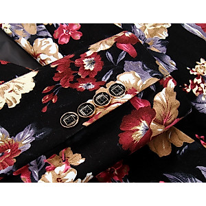 Mens 2 Piece Suit Notched Lapel Sport Coat Floral One Button Slim Fit Tweed Suit, K1, X-Large