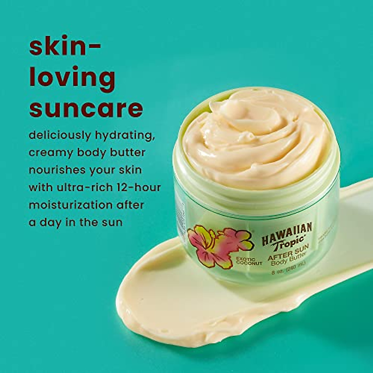 Hawaiian Tropic After Sun Lotion Moisturizer and Hydrating Body Butter with Coconut Oil, 8 Ounce