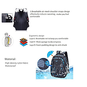 Camo-Print 3pcs Backpack Set with Lunch Bag Pencil Case Kids Elementary Middle School Bookbag for Teen Boys