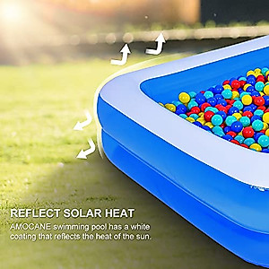 Full Size Inflatable Swimming Pool with Pump 120" x 72" x 20" AMOCANE Family Large Lounge Pool for Toddlers, Kids, Adults, Play Above Ground, Backyard, Garden, Summer for Age 3+