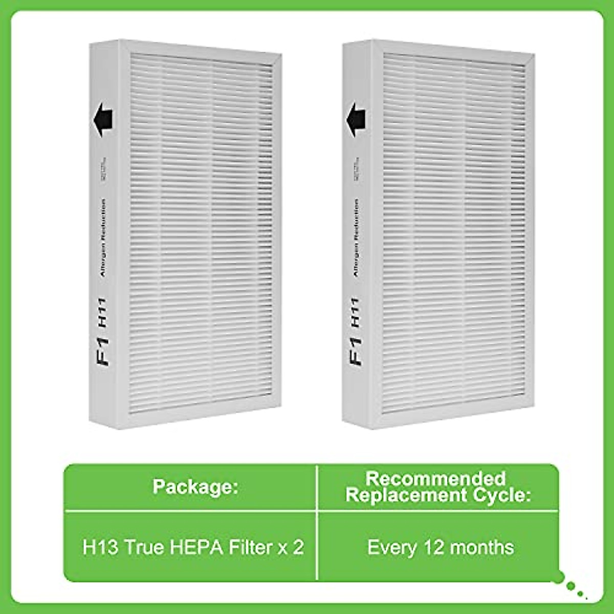 Hichoryer F1 Filter Allergen Reduction, Replacement Filter Compatible with Filtrete C01 T02 Room Air Purifier FAP-C01-F1 and FAP-T02-F1,2 Pack