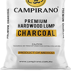 Campirano Premium All Natural Hardwood Bulk Black Lump Charcoal, Burns Longer and Hotter, Perfect for Smokers or Ceramic Grills, 40 Pound Bag